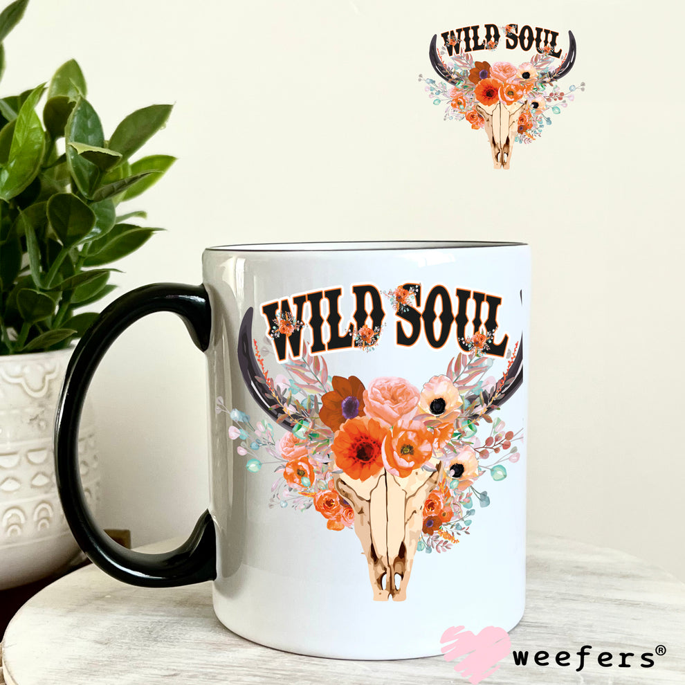 Wild Soul Cow Skull Peach UV DTF Decal – Weefers