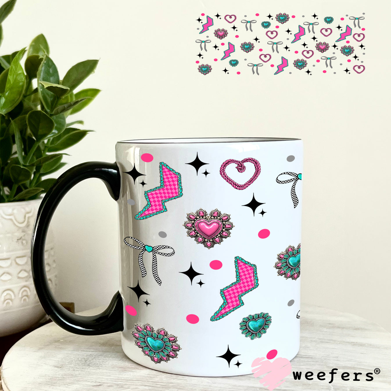 Walk By Faith Pink and Teal Cowgirl Sidekick UV DTF Cup Wrap - WEEFERS ...