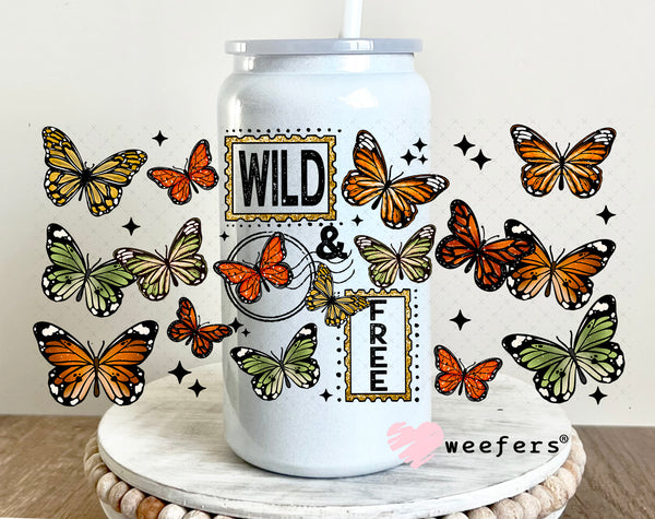 UV DTF Cup Wrap – Wild and Free Butterflies Rust and Green – Weefers
