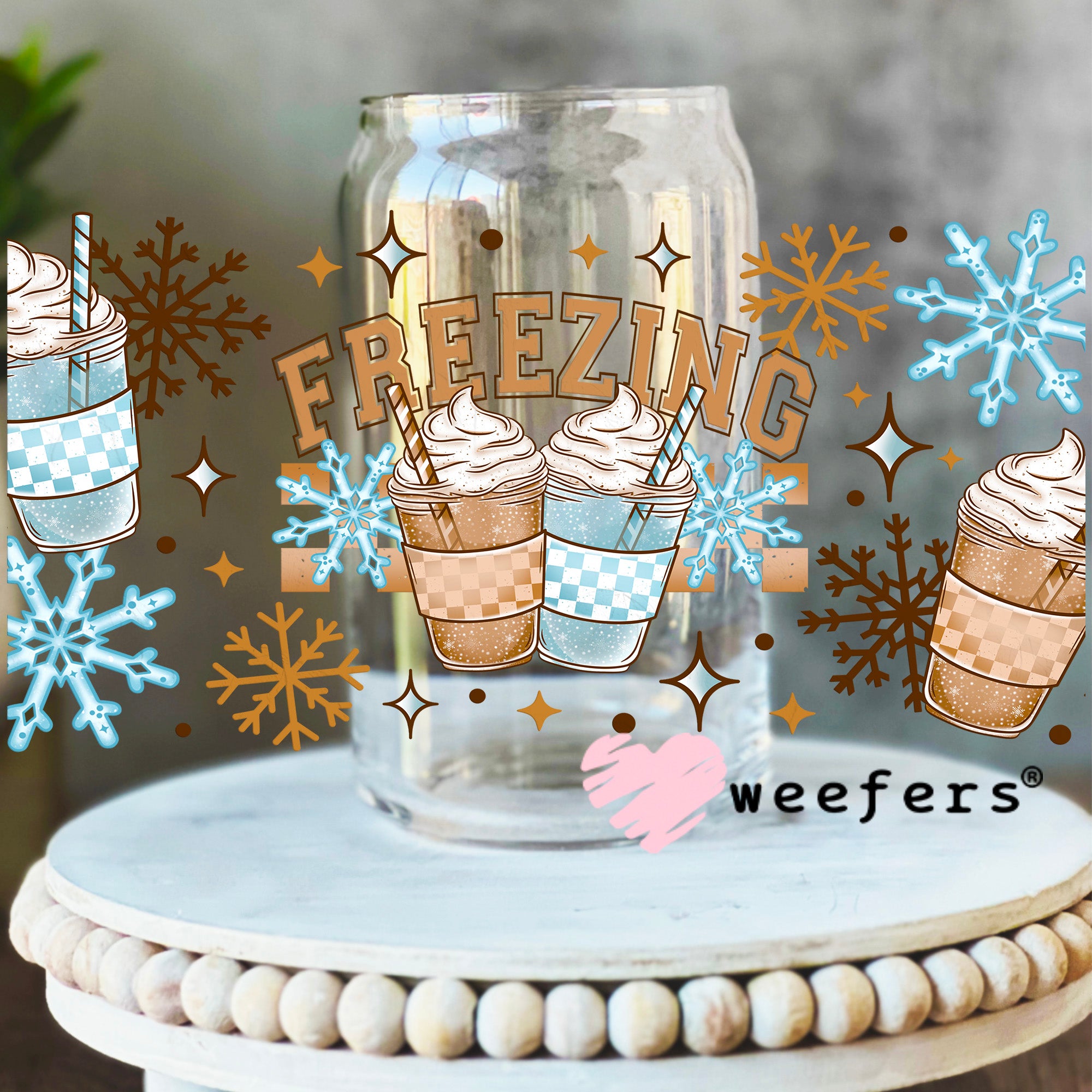 Freezing Blue Snowflakes UV DTF Cup Wrap – Weefers