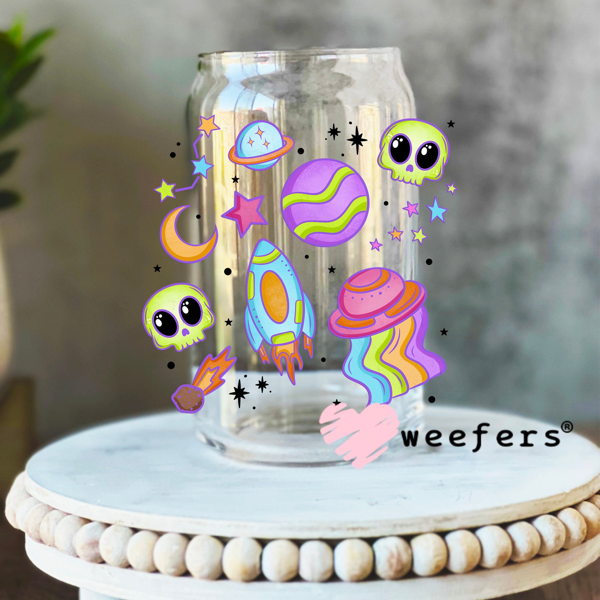 Aliens and Rocket Ships Girly UV DTF Decal – Weefers