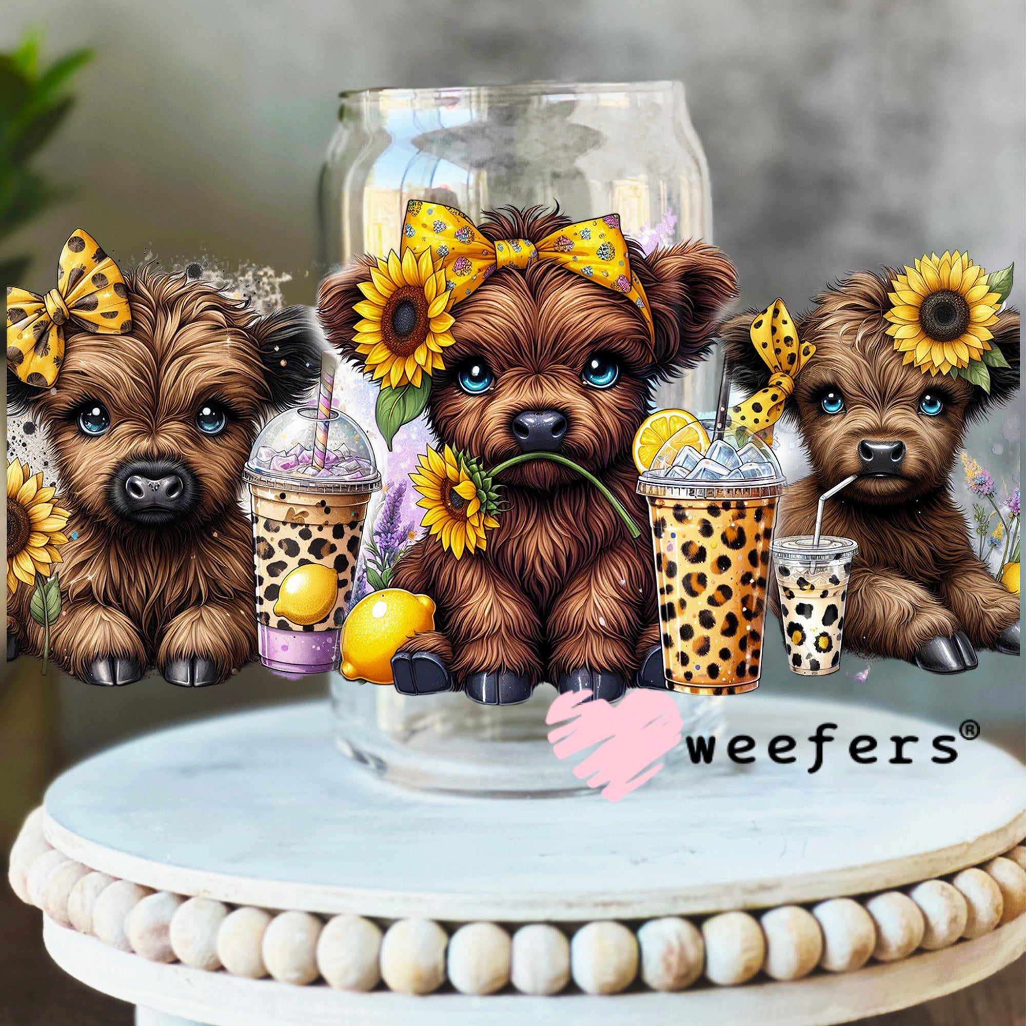 Baby Highlander Sunflowers Coffee UV DTF Cup Wrap – Weefers