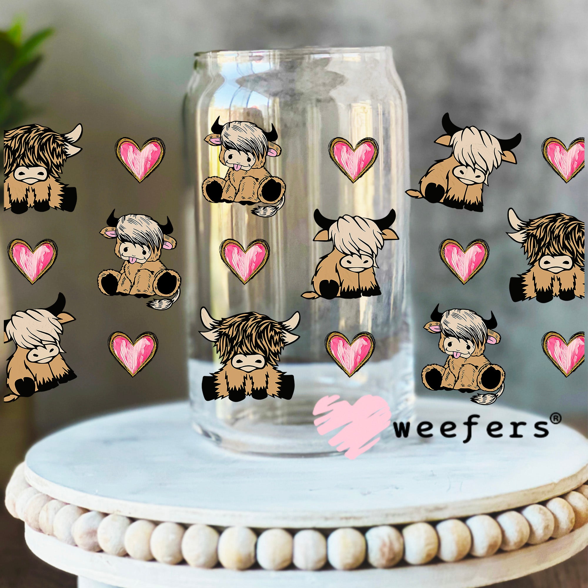 Baby Highlanders and Hearts UV DTF Cup Wrap - Weefers Exclusive Wrap