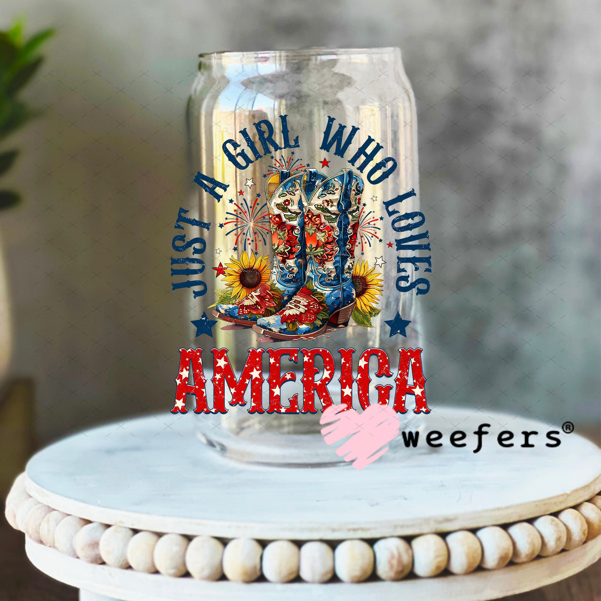 Just a Girl Who Loves America UV DTF Decal – Weefers