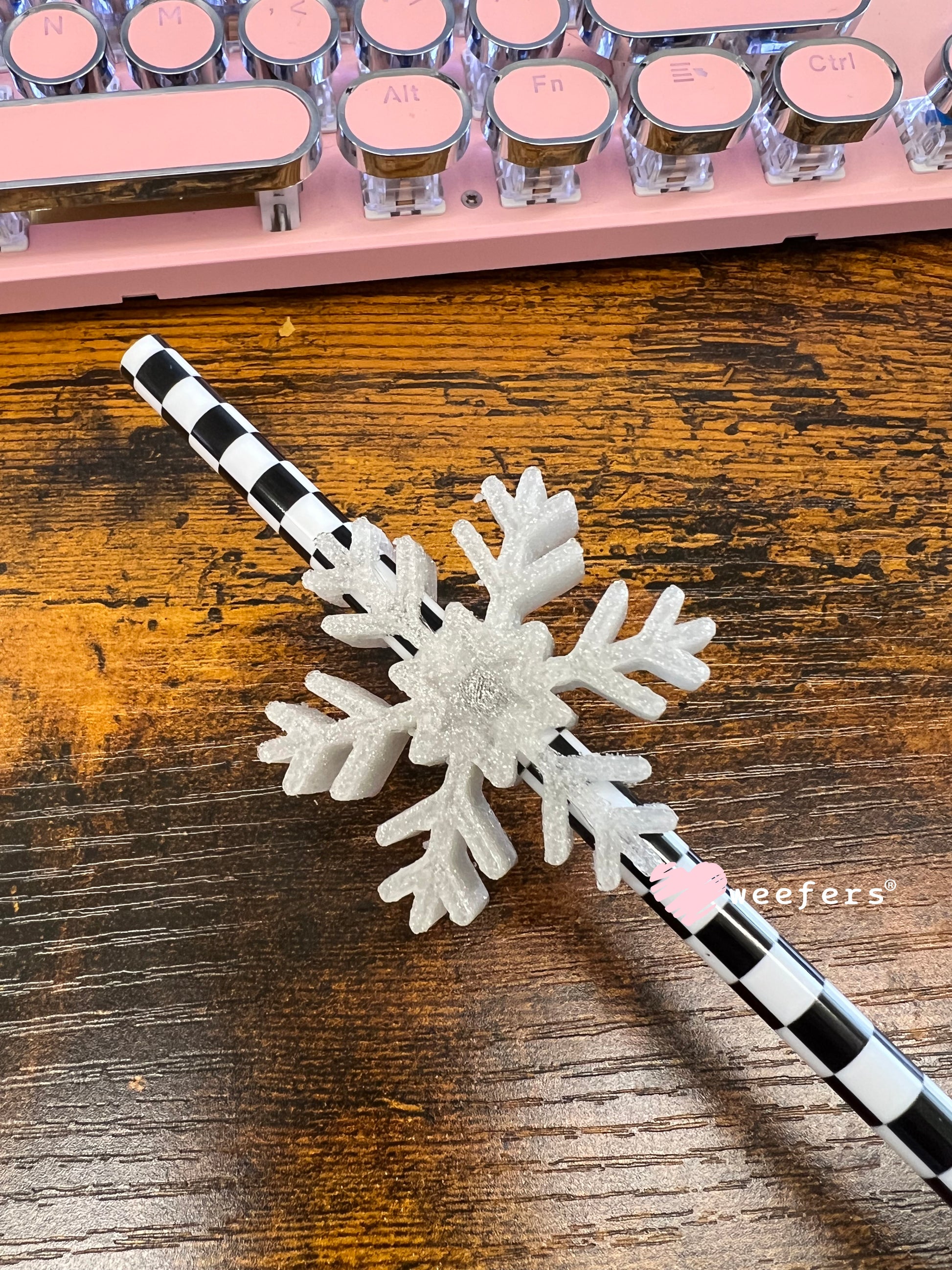 Silver Glitter Snowflake Straw Topper Buddy – Weefers