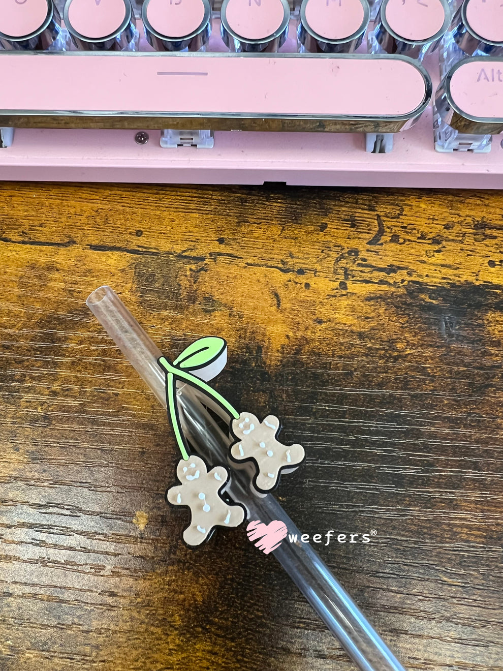 Brown Gingerbread Cherry Straw Topper Buddy – Weefers