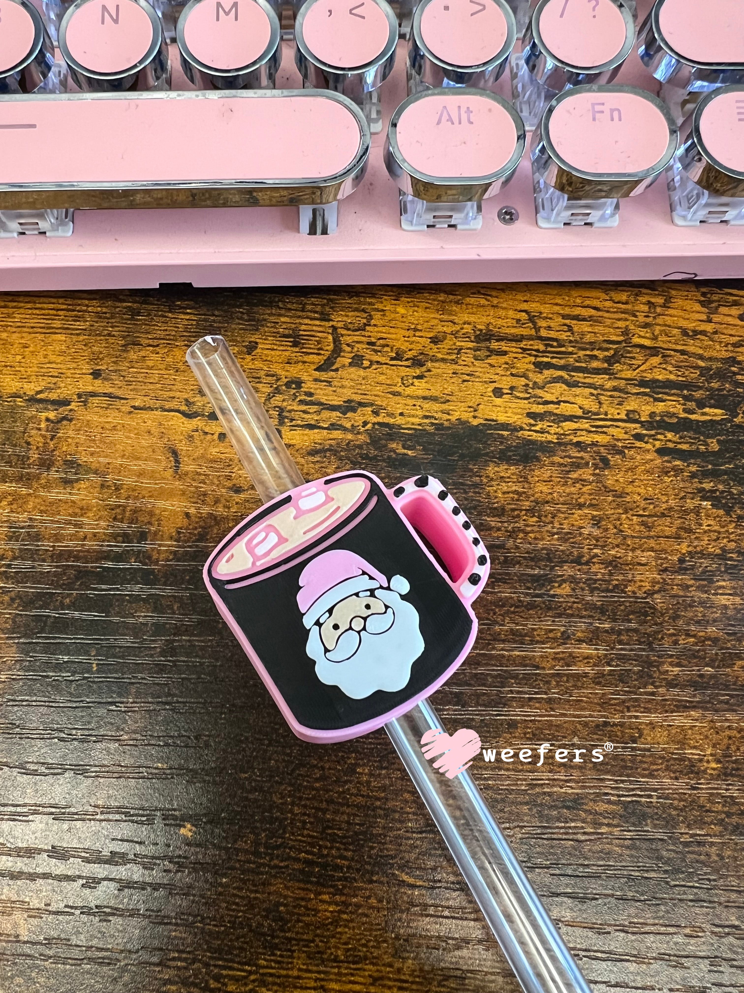 Pink Christmas Hot Chocolate Santa Straw Topper Buddy – Weefers