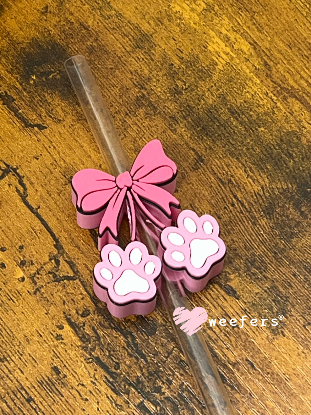 Straw Topper Buddy - Pink and Hot Pink Cherry Dog Paws – Weefers