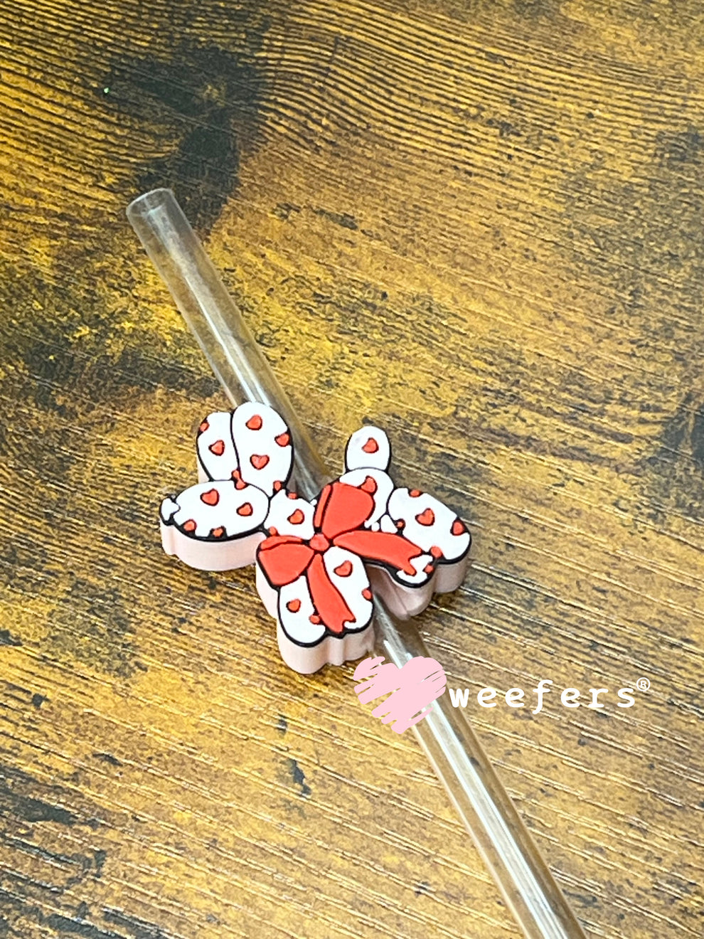 Straw Topper Buddy - Balloon Dog Pink and Red Hearts – Weefers