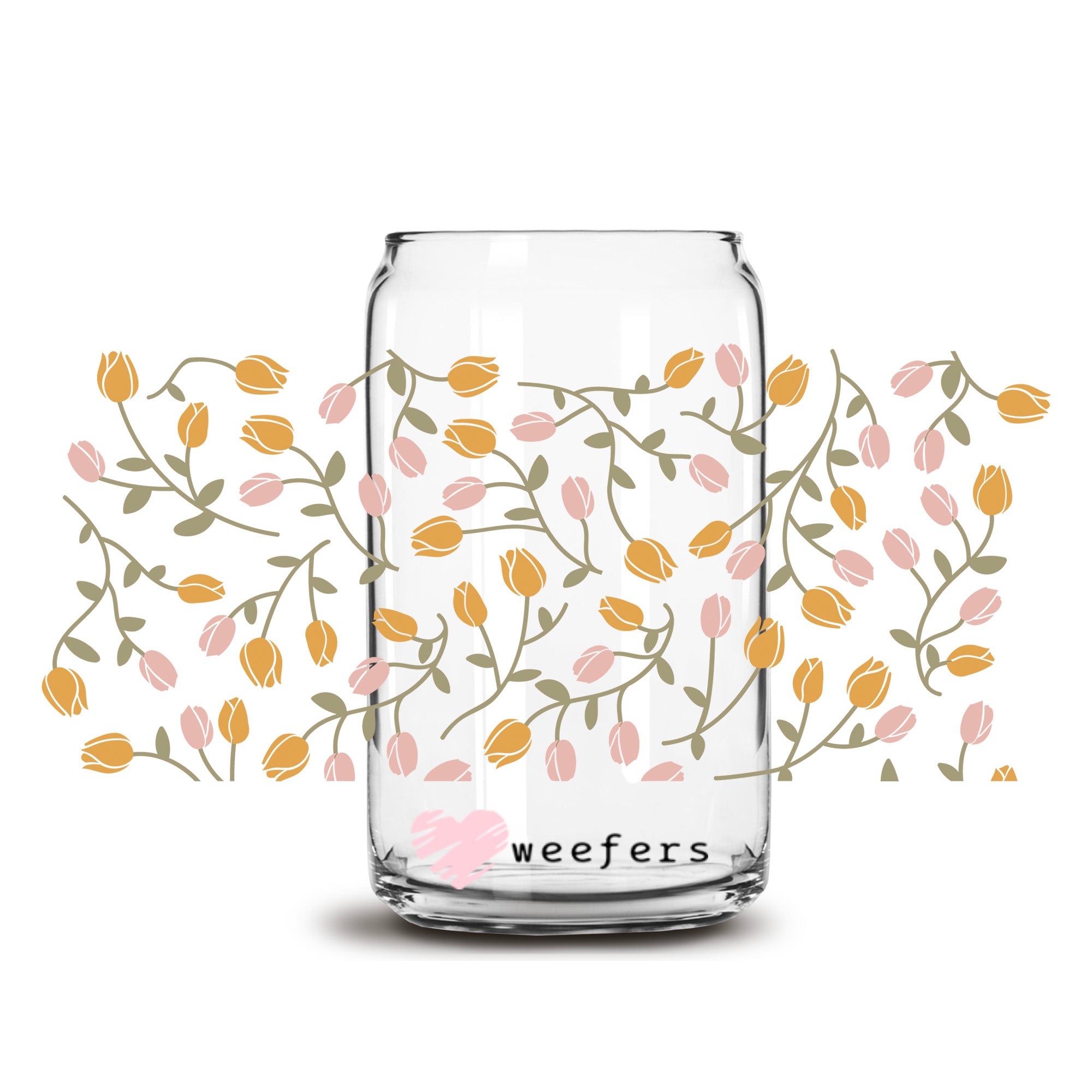 Tulip Vines 16oz Libbey Glass Can UV DTF or Sublimation Wrap - Decal T ...