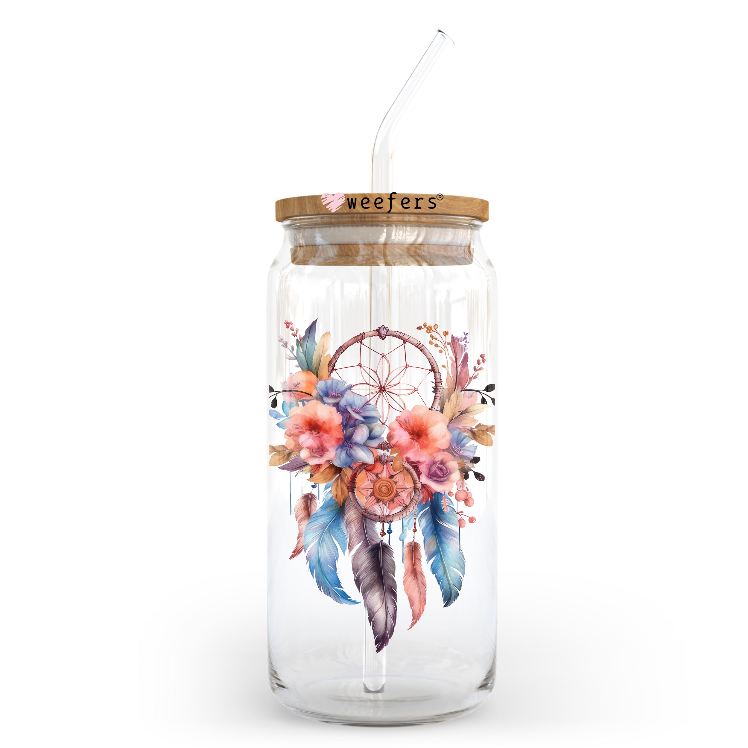 Dreamcatcher Blue 20oz Libbey Glass Can UV DTF or Sublimation Wrap - D ...