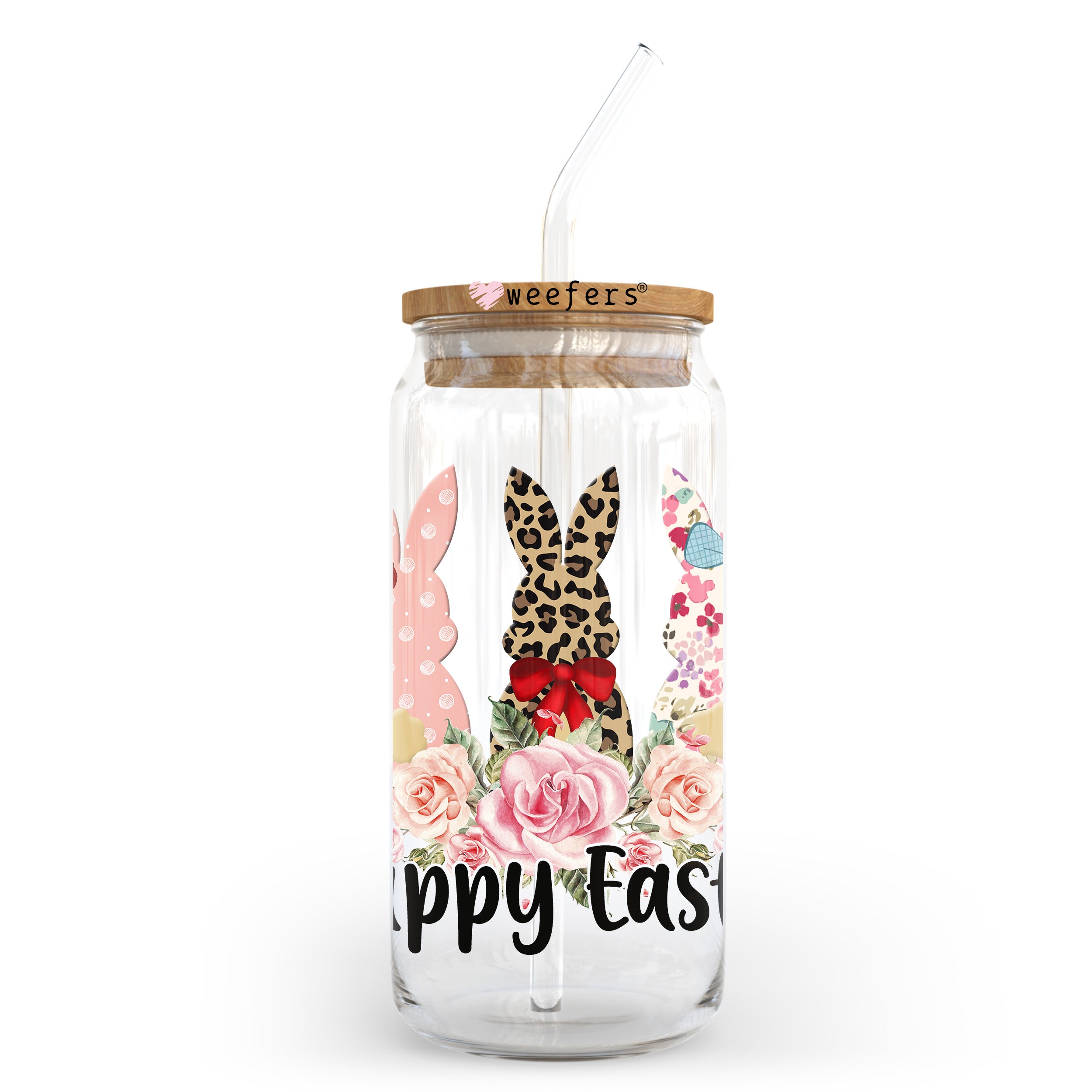 Happy Easter Trio Bunnies 20oz Libbey Glass Can UV DTF or Sublimation ...