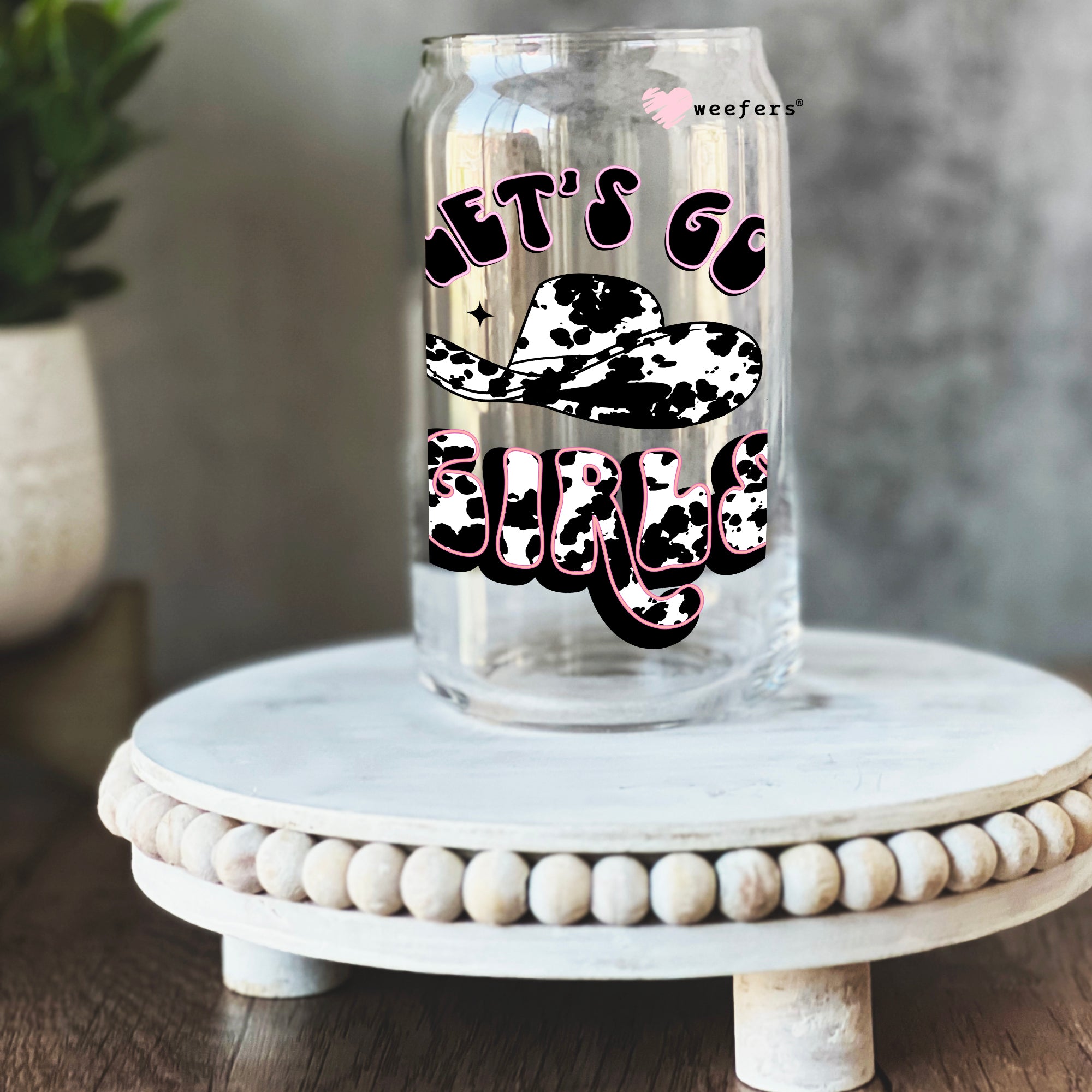 Let's Go Girl Black 16oz Libbey Glass Can UV DTF or Sublimation Cup Wr ...